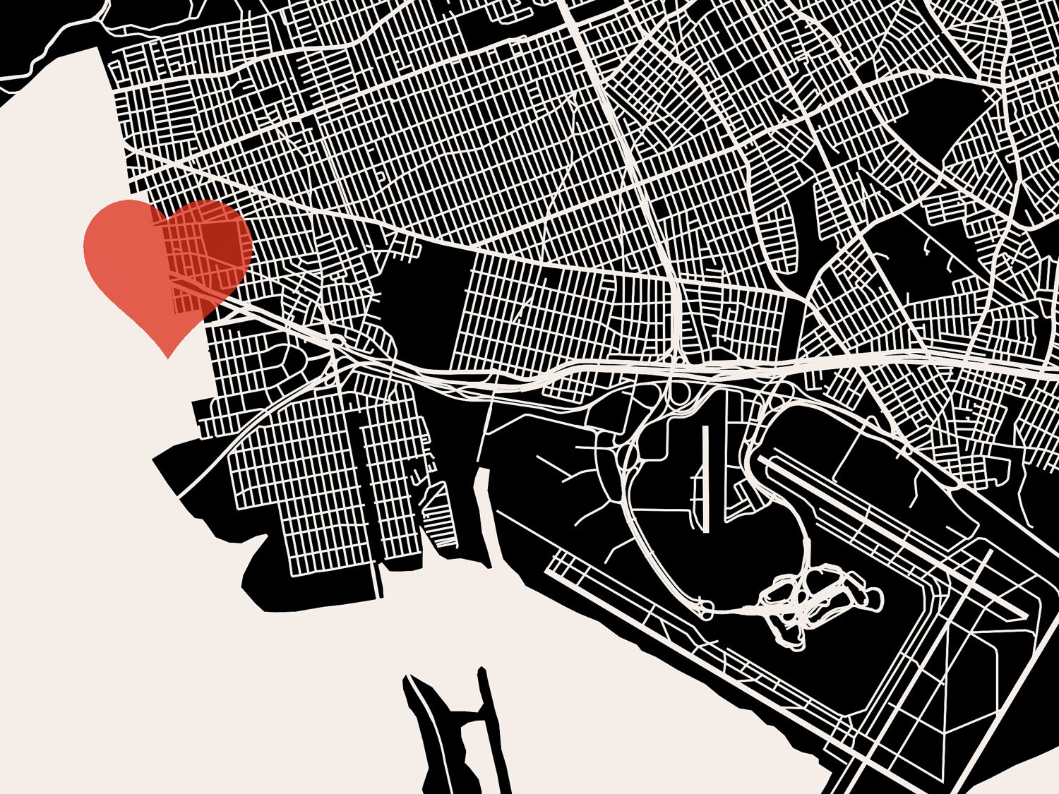 Personalized Queens City Map Art Print - Custom Run Modern Wall Poster ...