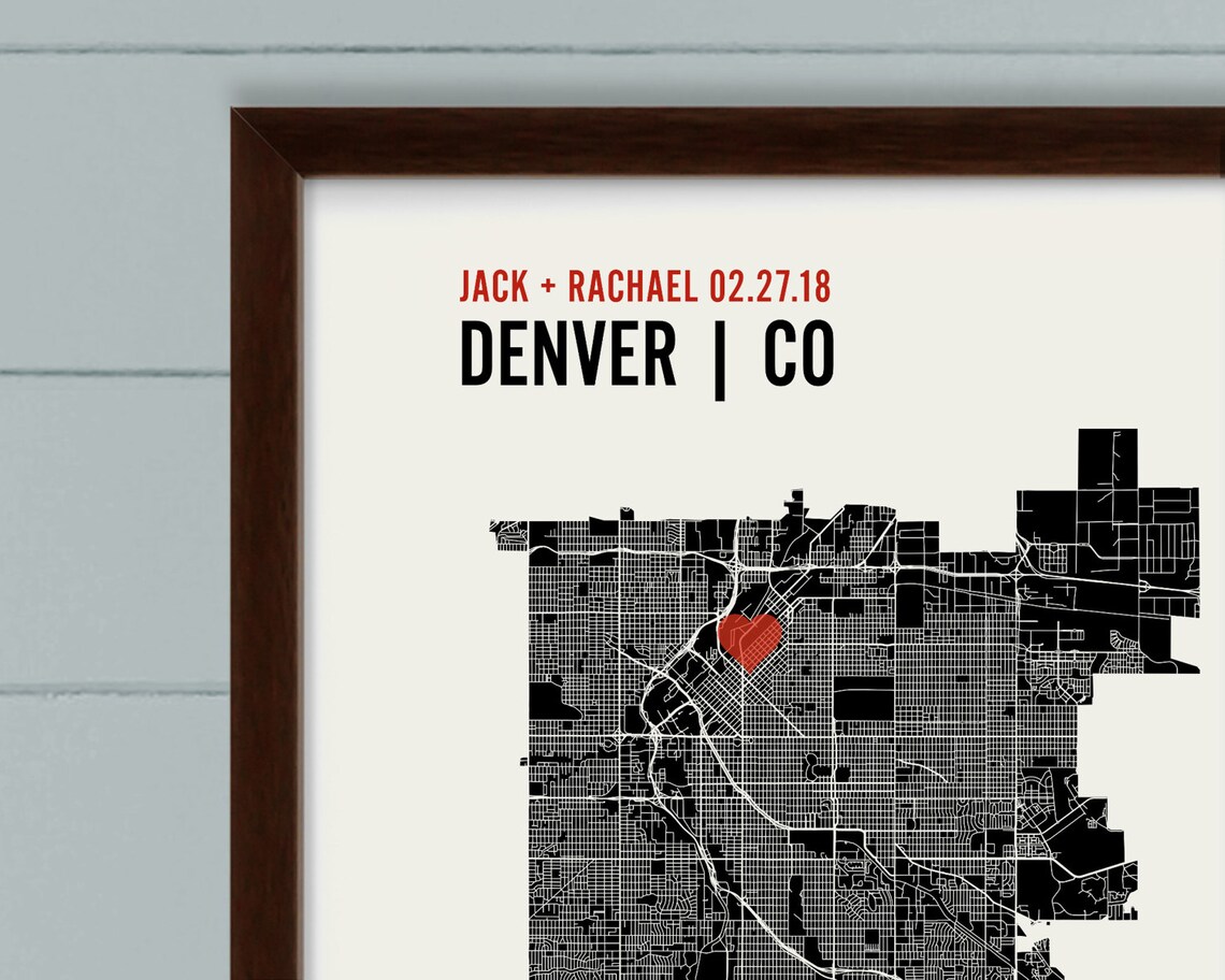 Personalized Denver City Map Art Print Custom Run Modern | Etsy