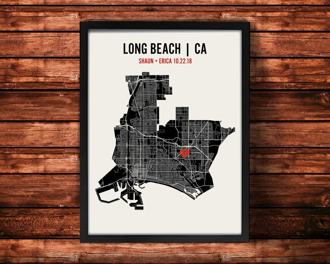 Personalized Long Beach City Map Art Print - Custom Run Modern Wall ...