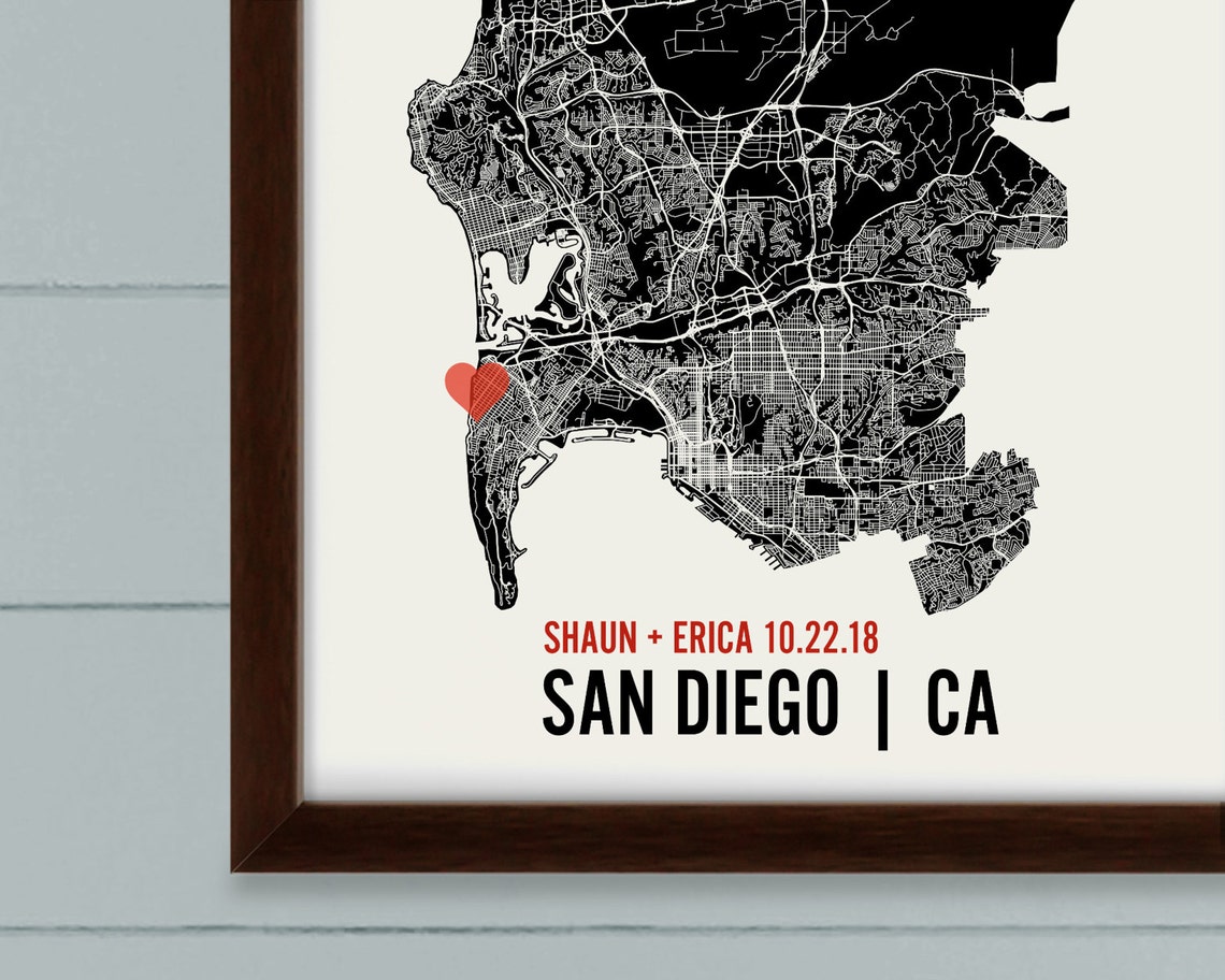 Personalized San Diego City Map Art Print Custom Run Modern | Etsy