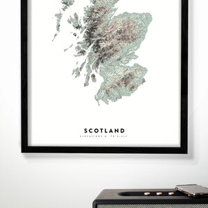 Scotland Wall Art Relief Map Print, Modern Topographic Elevation Map of ...