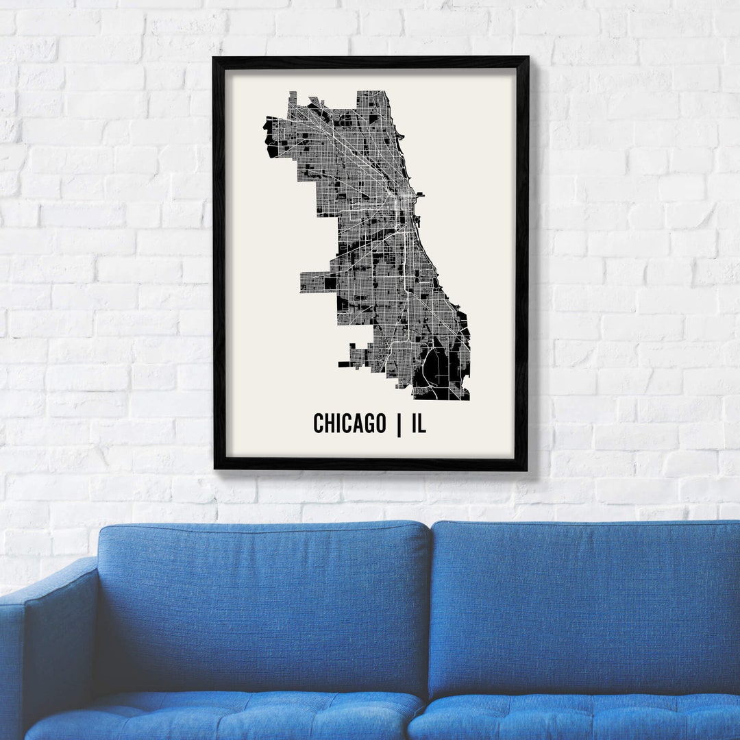 Chicago Map | Chicago Wall Art | Chicago Neighborhood Print | Chicago ...