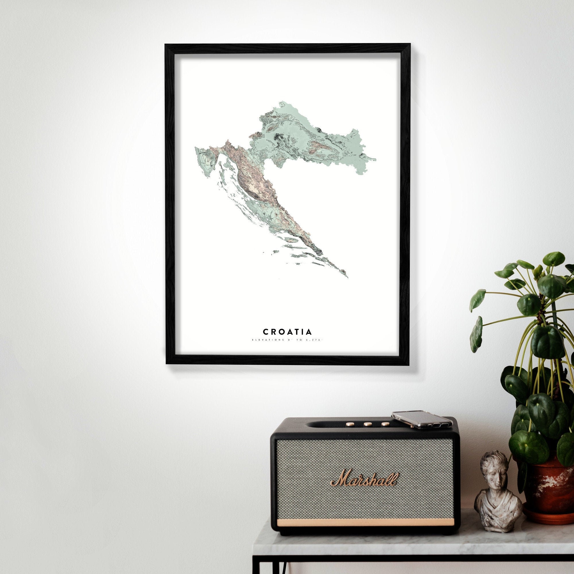 Croatia Wall Art Relief Map Print Modern Topographic | Etsy