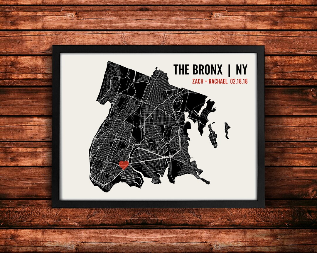 Personalized Bronx City Map Art Print - Custom Run Modern Wall Poster ...
