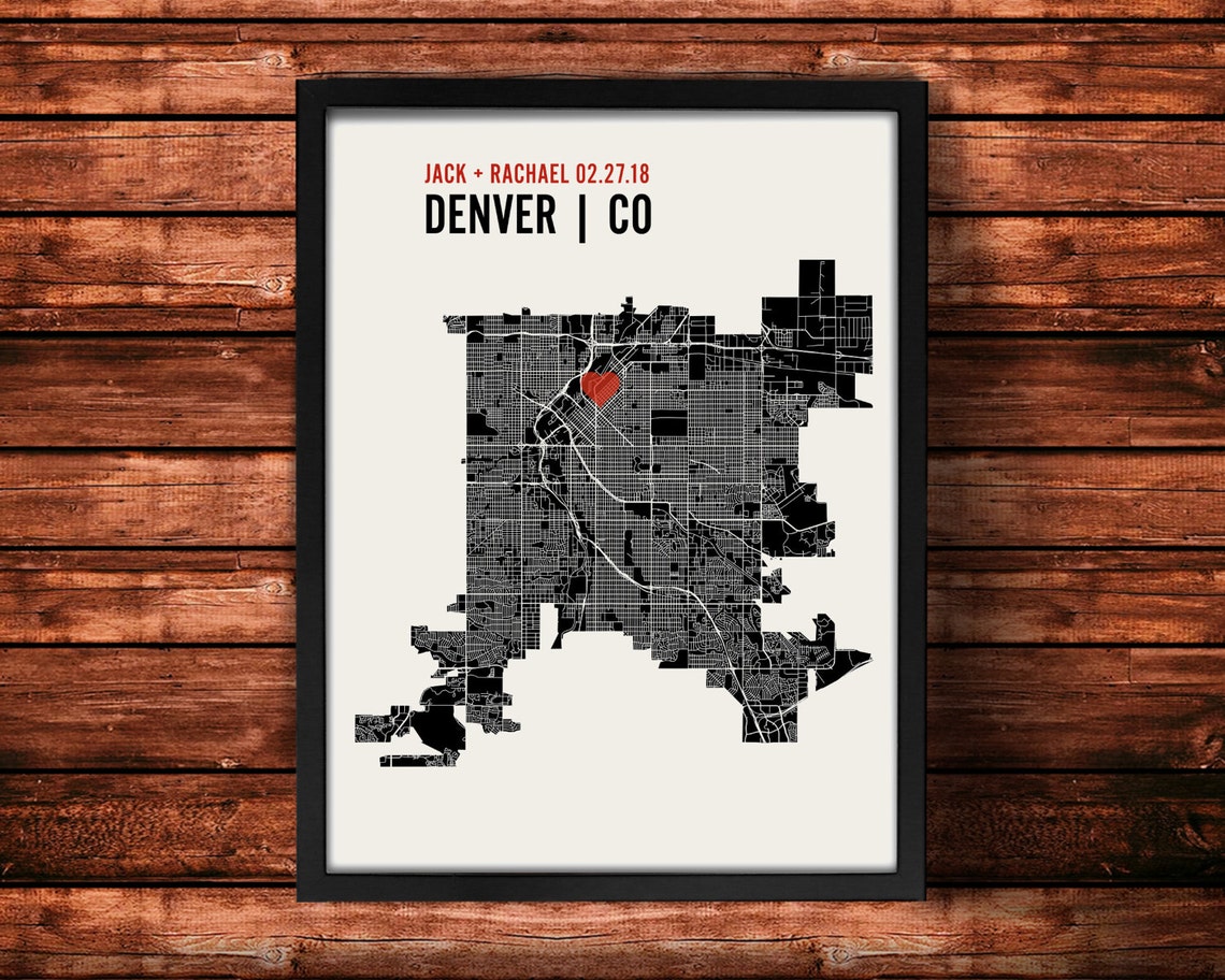 Personalized Denver City Map Art Print Custom Run Modern - Etsy