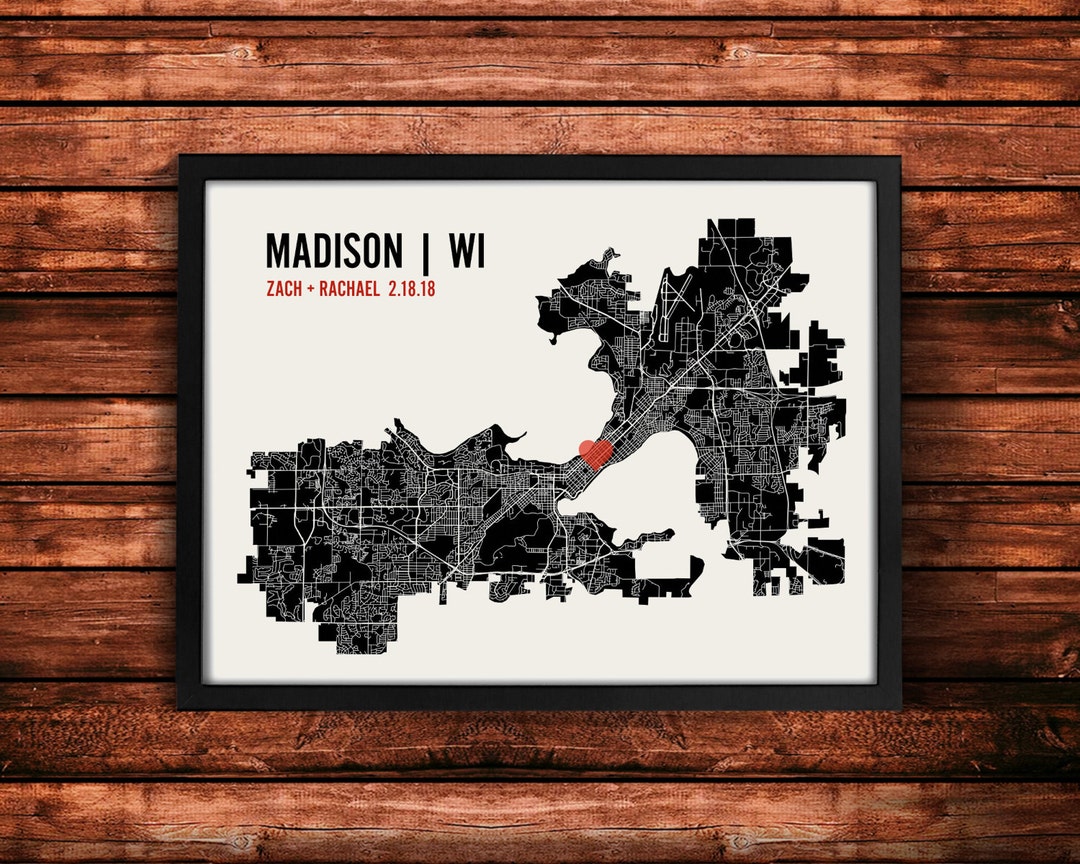 Personalized Madison City Map Art Print - Custom Run Modern Wall Poster ...