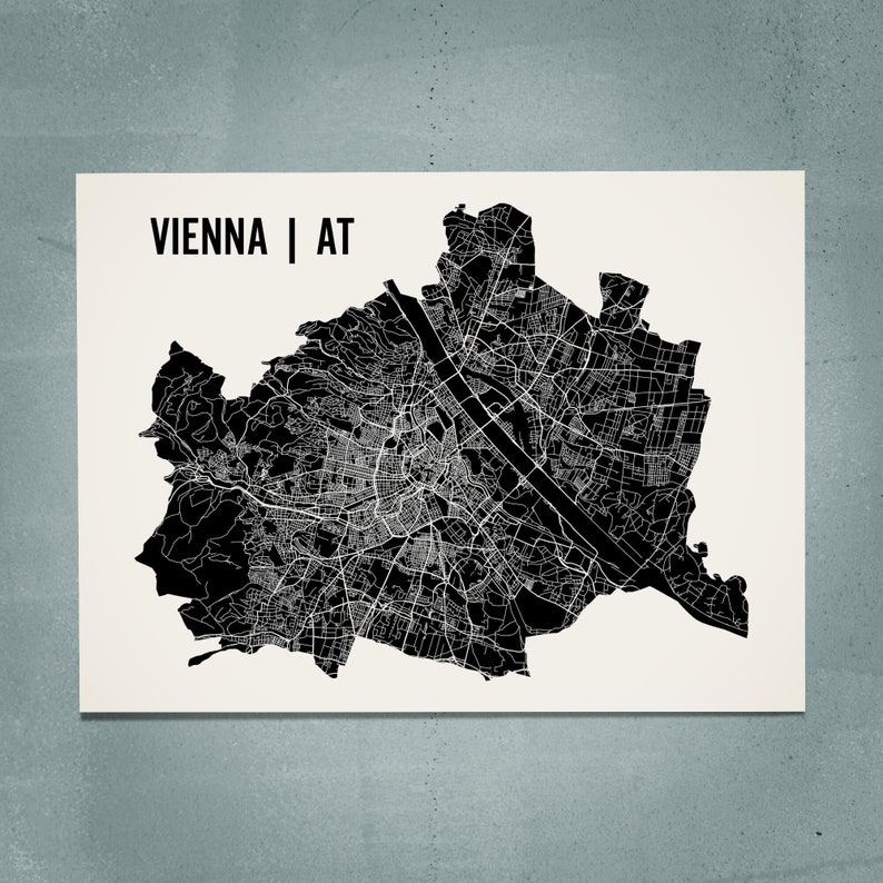Vienna Map Vienna Wall Art Vienna Neighborhood Print - Etsy