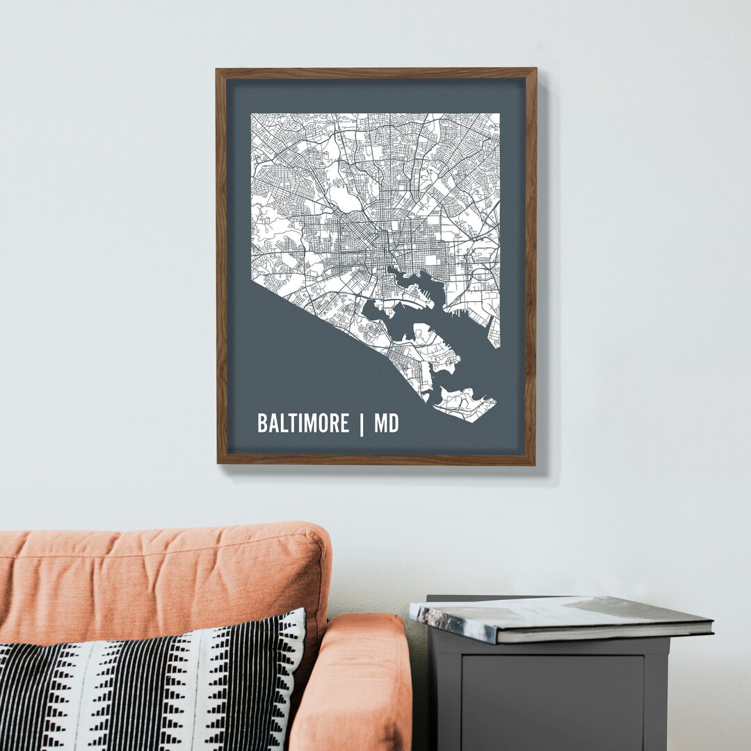 Baltimore City Blueprint Map Poster, 16 X 20 Art Print of Baltimore - Etsy