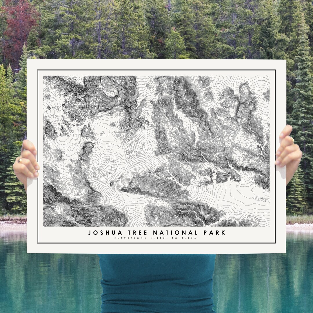 Joshua Tree National Park Map Poster, Modern Minimalist Topographical ...