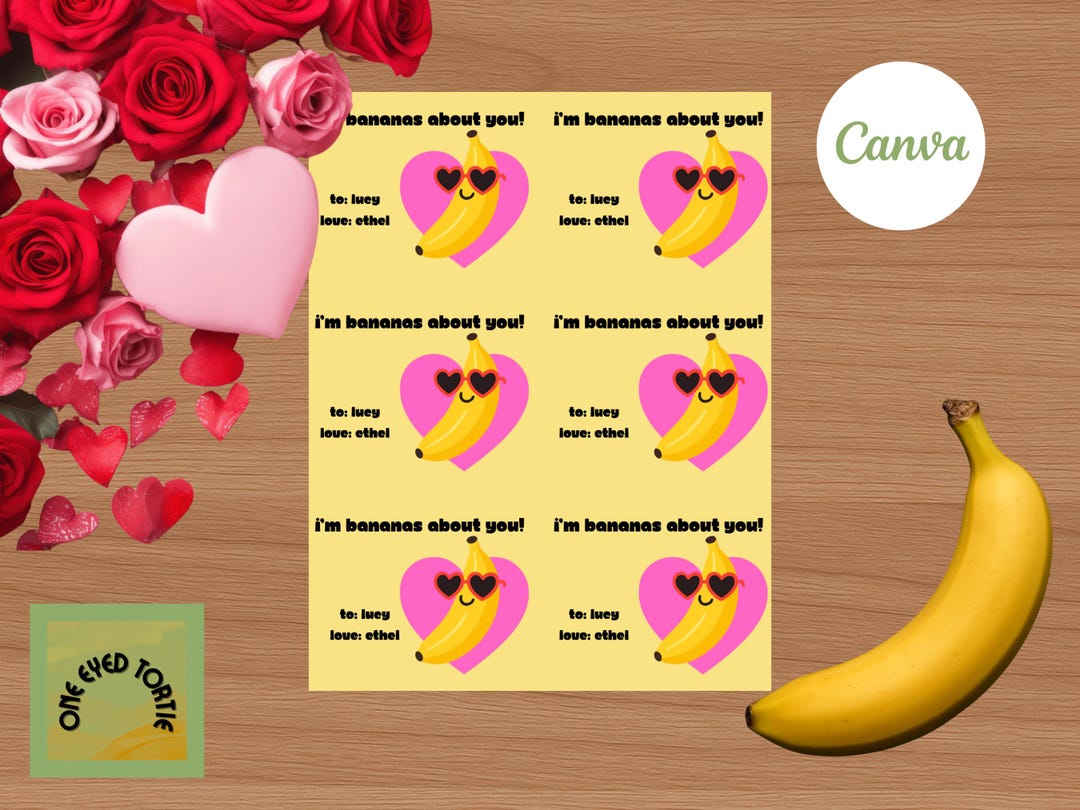 I'm Bananas About You Valentines (instant Download) - Etsy