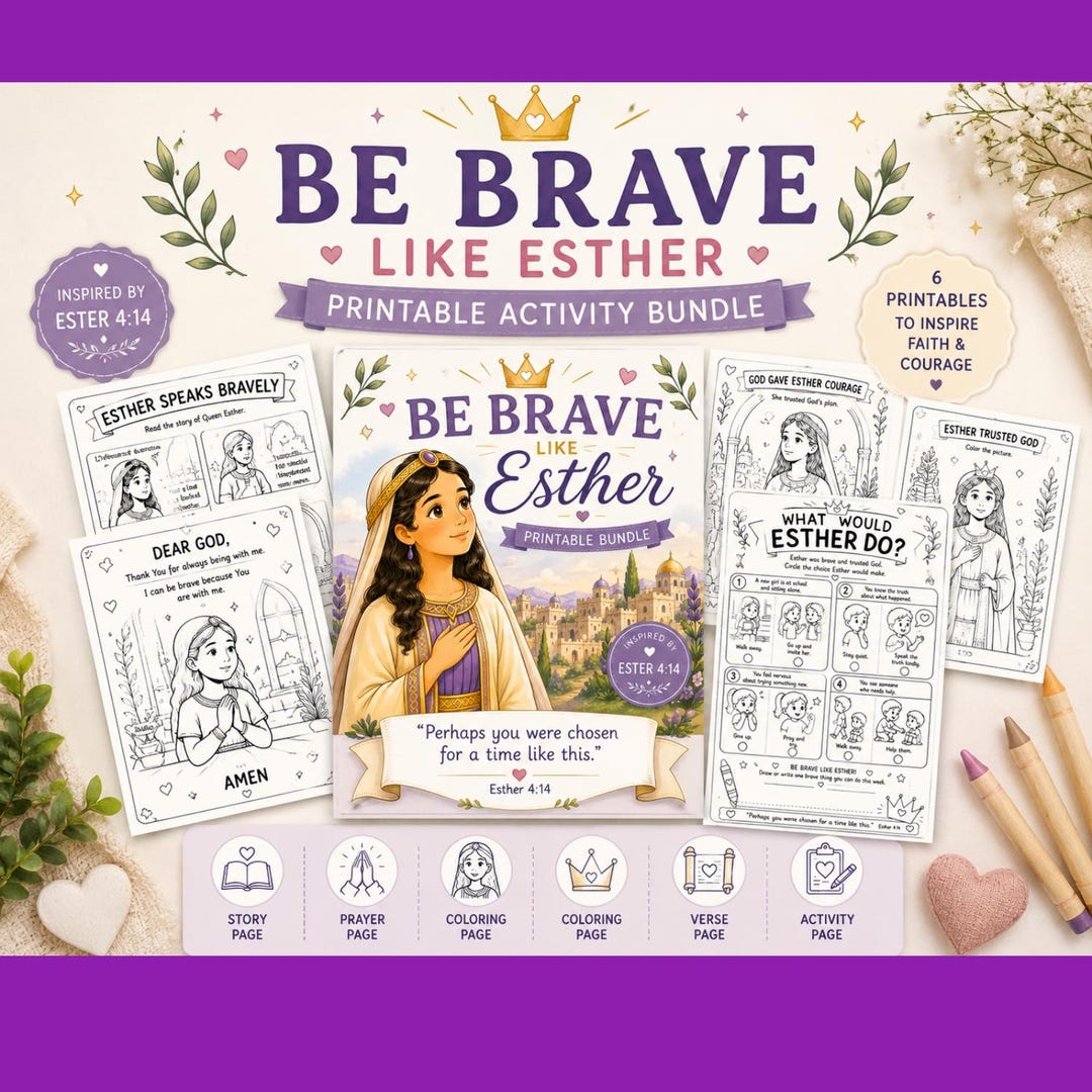 Esther for Kids Printable Bundle | Bible Story, Coloring Pages, Prayer ...