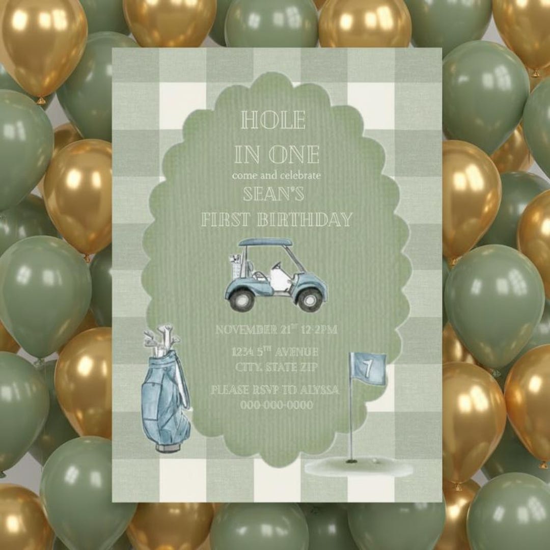 Hole in One - Golf Themed First Birthday Party Invitation - Etsy