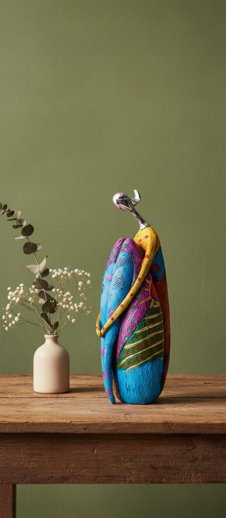 Abstract Female Sculpture | Colorful Resin Figurine, Modern Living Room ...