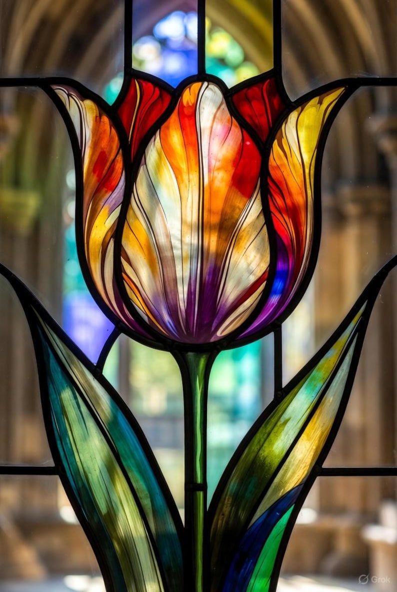 DIY Pattern: Spring Tulip Stained Glass - Etsy