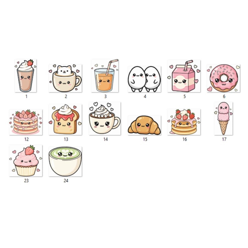Printable Cute Drawings Kawaii Foods Clipart Bundle, Pastel Dessert PNG ...