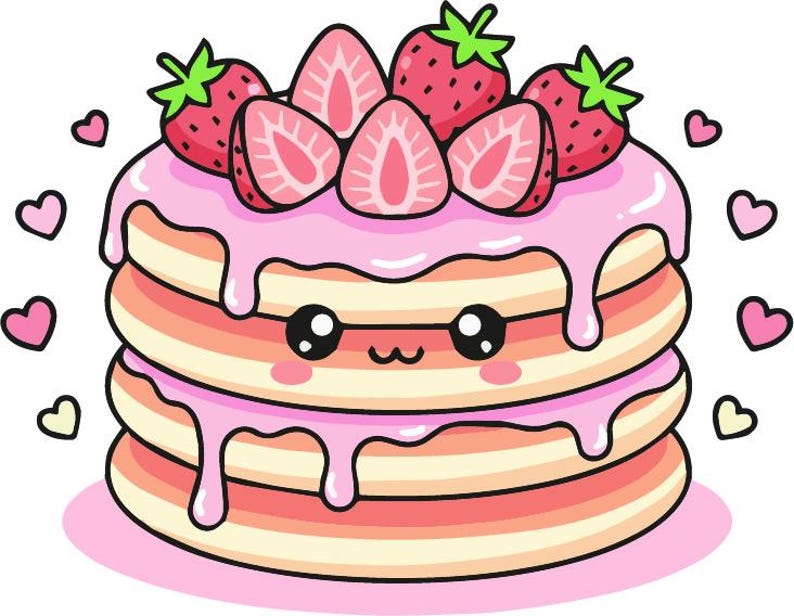 Printable Cute Drawings Kawaii Foods Clipart Bundle, Pastel Dessert PNG ...