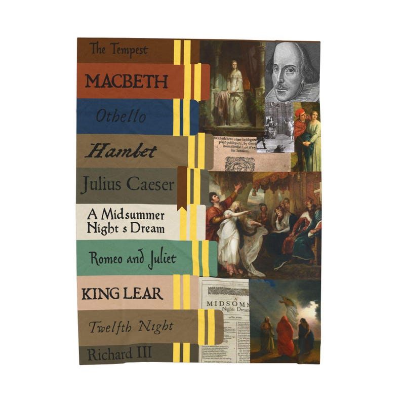 Shakespeare Classics Stack Velveteen Plush Blanket | Literary Plays ...