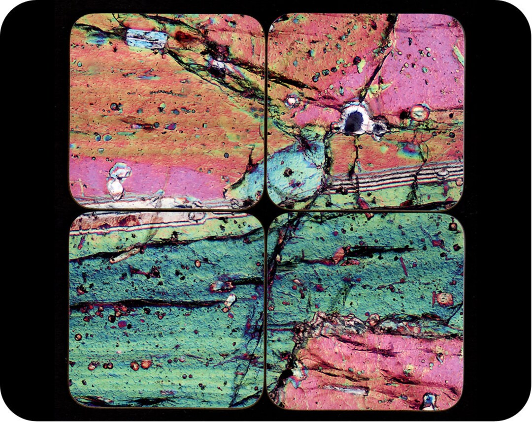 Vesuvius Volcano Geology Coasters - Rock Thin Section Microscope Photo ...