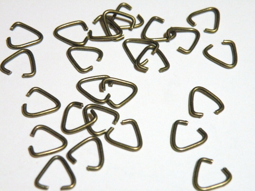 100 Triangle Jump Rings Antique Bronze Pinch Bail 10x10x5mm 18 Gauge ...