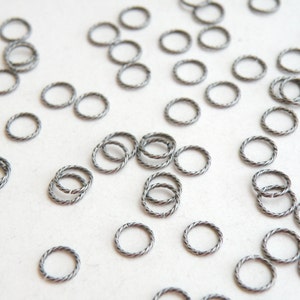 25 Fancy Twisted Jump Rings Open Round Antique Silver Plated Nickel ...