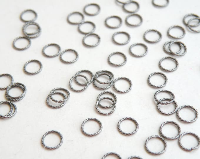 25 Fancy Twisted Jump Rings Open Round Antique Silver Plated Nickel ...