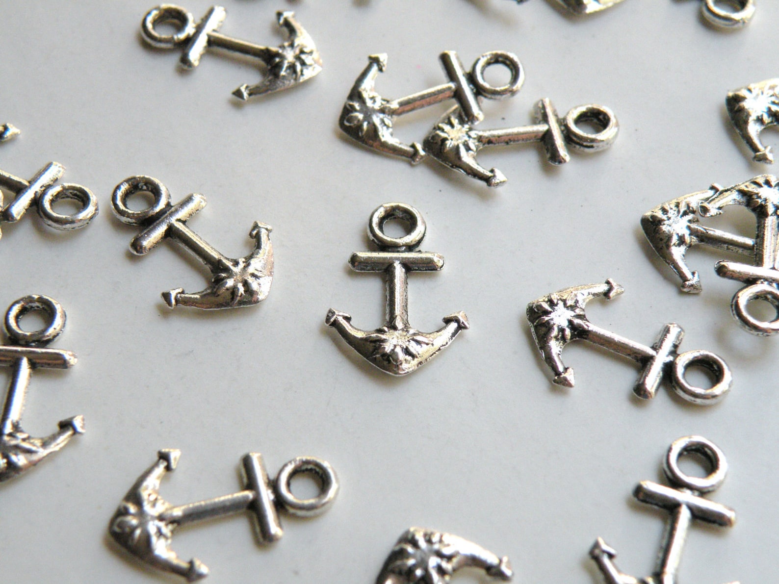 10 Boat Anchor Nautical Charms Bracelet Clasp Antique Silver 21x14mm ...
