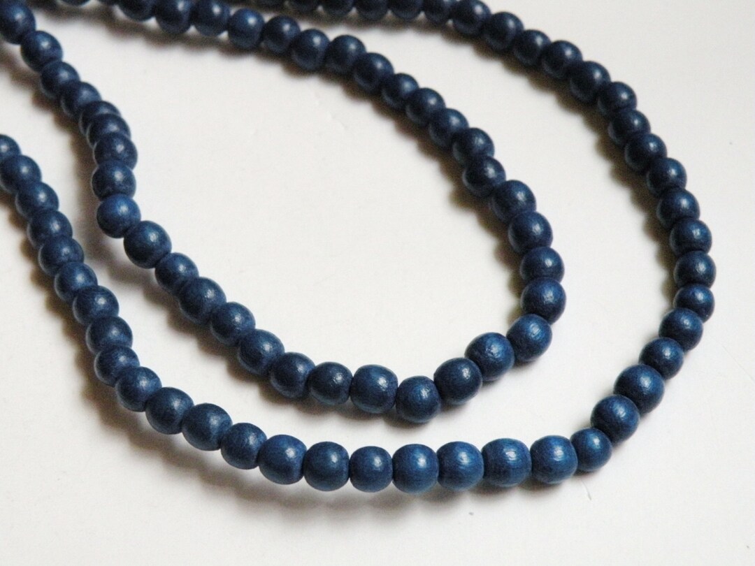 Royal Blue Wood Beads Round 5-6mm Full Strand Eco-friendly Cheesewood ...