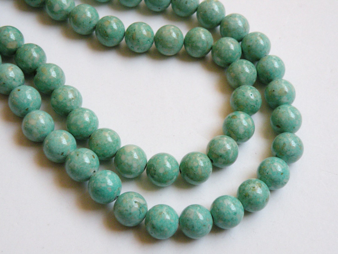 Riverstone Beads in Light Green Round Gemstone 12mm Full Strand 9464GS ...