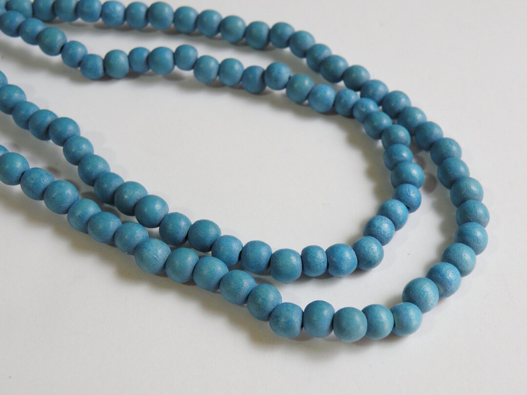 Sky Blue Wood Beads Round 5-6mm Full Strand Eco-friendly Cheesewood ...