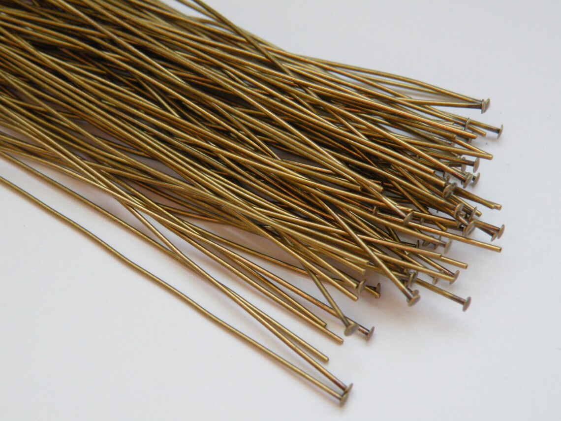 50 Head Pins Antique Bronze 3 Inches or 7.62cm 22 Gauge A5376FN - Etsy