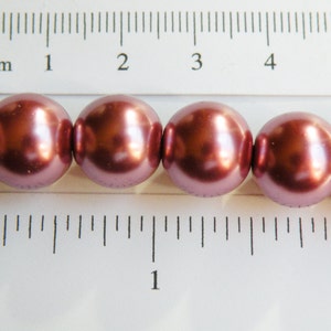 Dark Dusty Rose Mauve Glass Pearl Beads Round 12mm Full Strand 1744GL ...