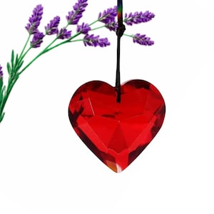 Ruby Red Heart Sun Catcher, Faceted K9 Crystal Glass Pendant, Window Suncatcher Prism 45mm ...