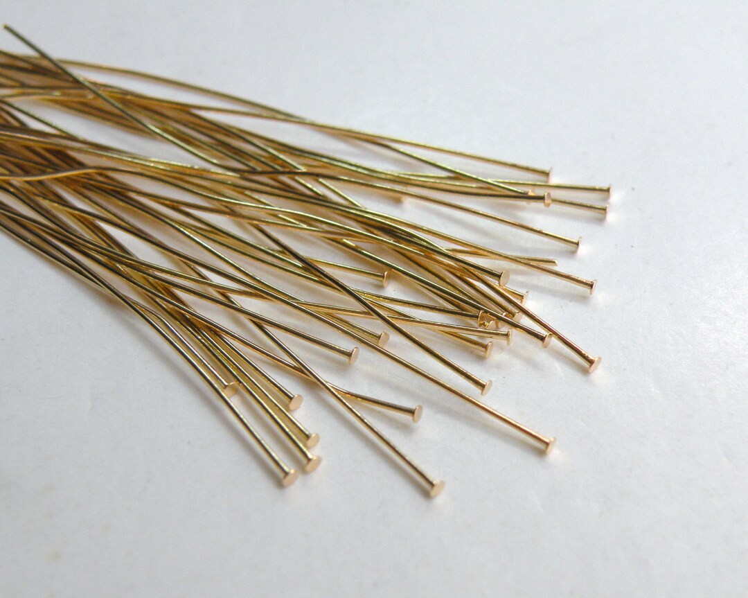 100 Head Pins Shiny Gold 2 Inches or 5cm 24 Gauge A5346FN - Etsy
