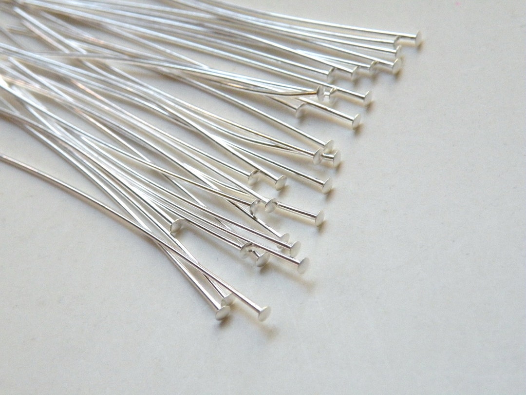 100 Head Pins Shiny Silver 2 Inches or 5cm 22 Gauge Nickel Free Brass ...