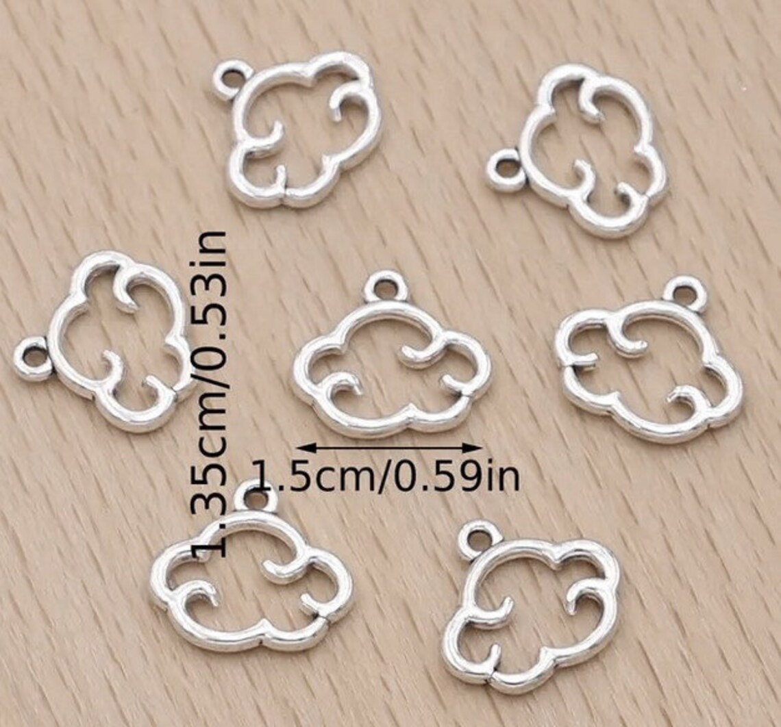 10 Cloud Charms, Small Stormy Weather Pendants, Meteorologists, Antique ...