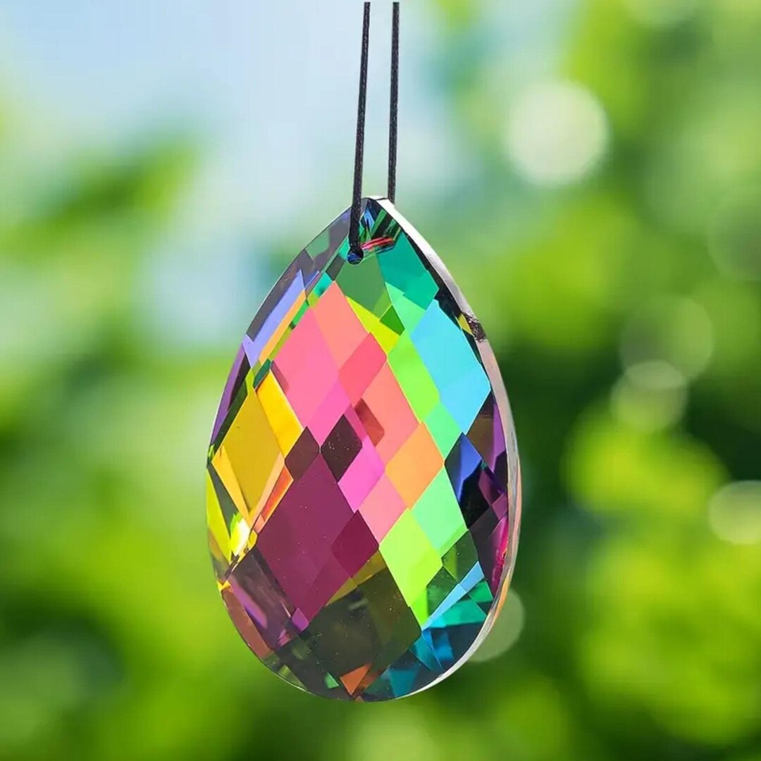 Teardrop Suncatcher, Faceted Clear Vitrail AB K9 Crystal Glass Water ...