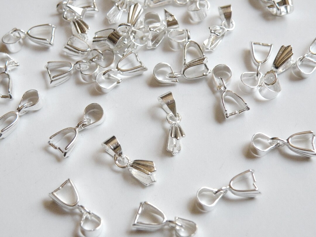 10 Dagger Pinch Ice Pick Bails Shiny Silver 15x6mm PE143-S - Etsy