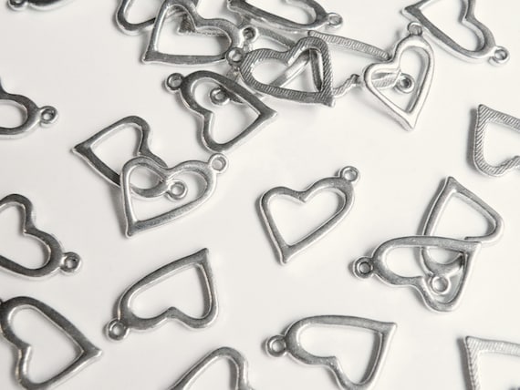 10 Slanting Open Heart Charms Antique Silver 20x12mm PLF9322Y - Etsy