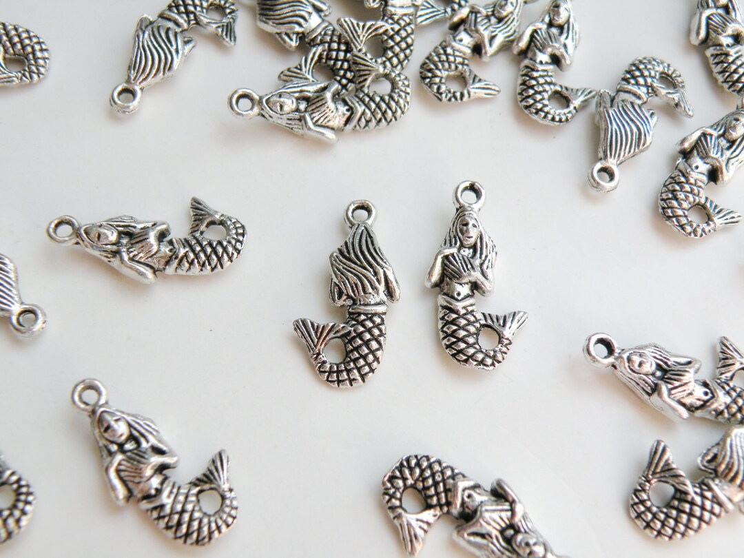 10 Mermaid Charms Antique Silver 22x11mm PLF8997Y - Etsy