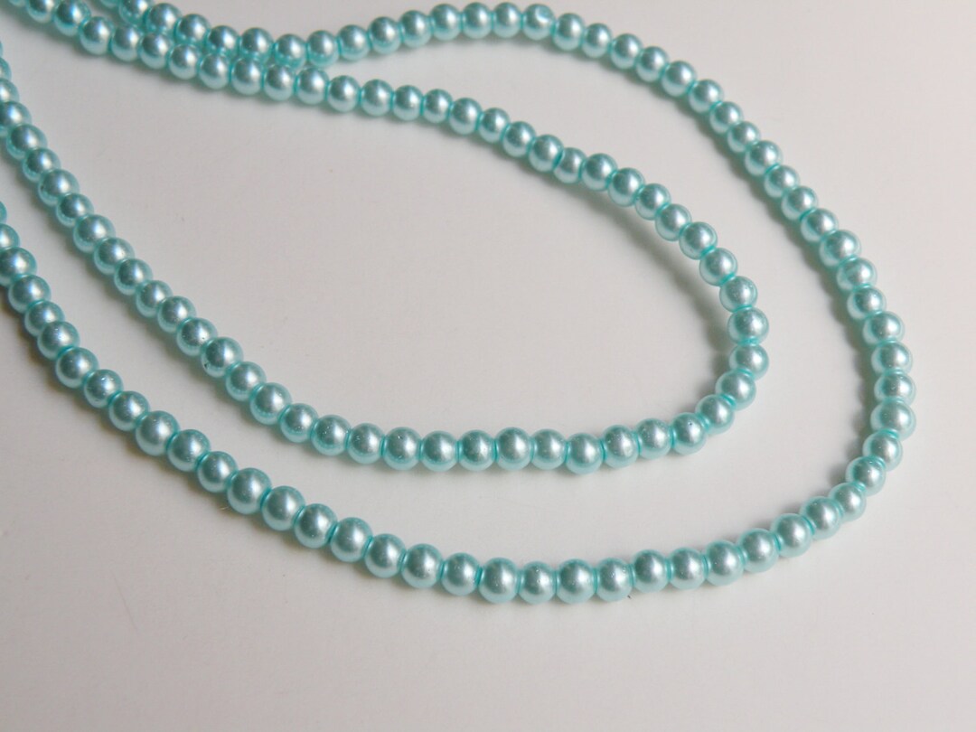 Turquoise Blue Glass Pearl Beads Round 4mm Full Strand 7728GB - Etsy