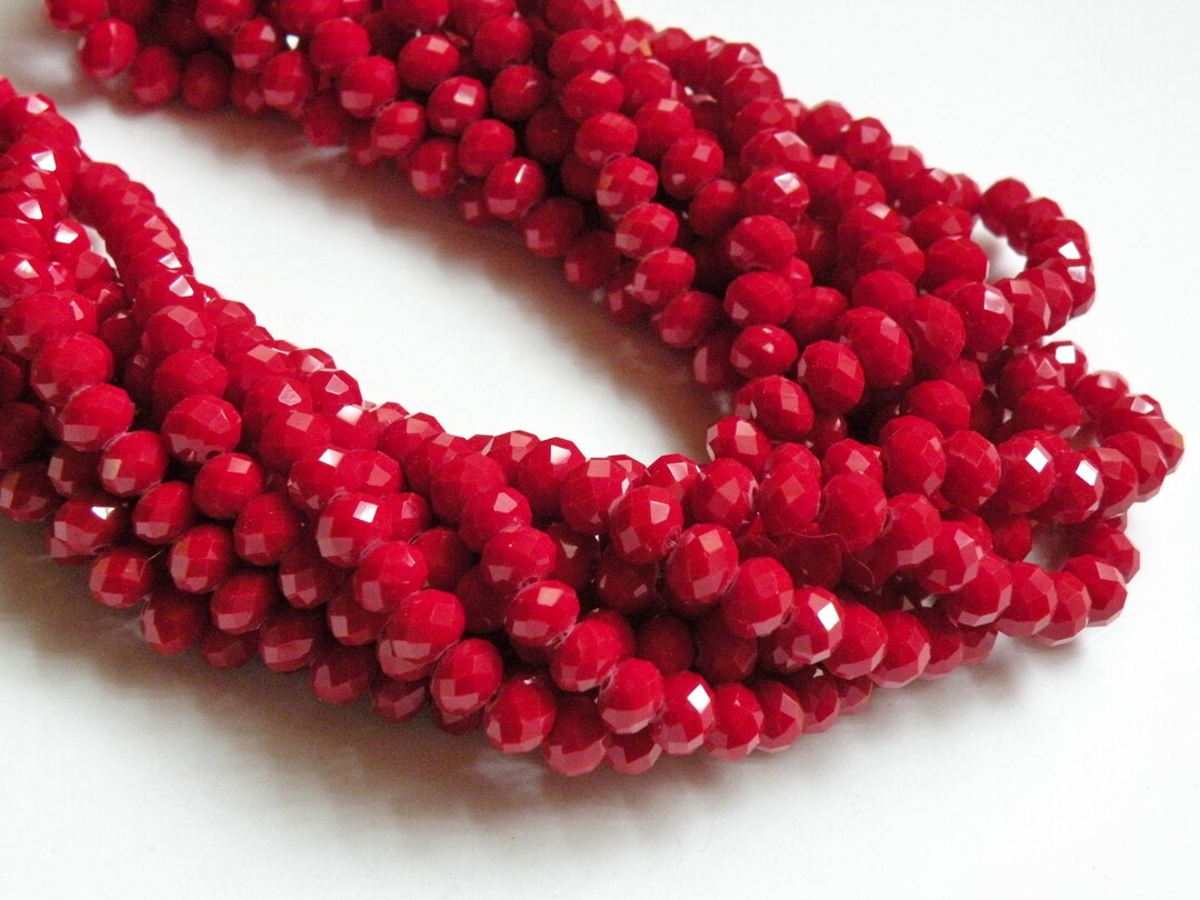 Light Crimson Red Faceted Rondelles 8x6mm Full Strand Siam Red Crystal ...