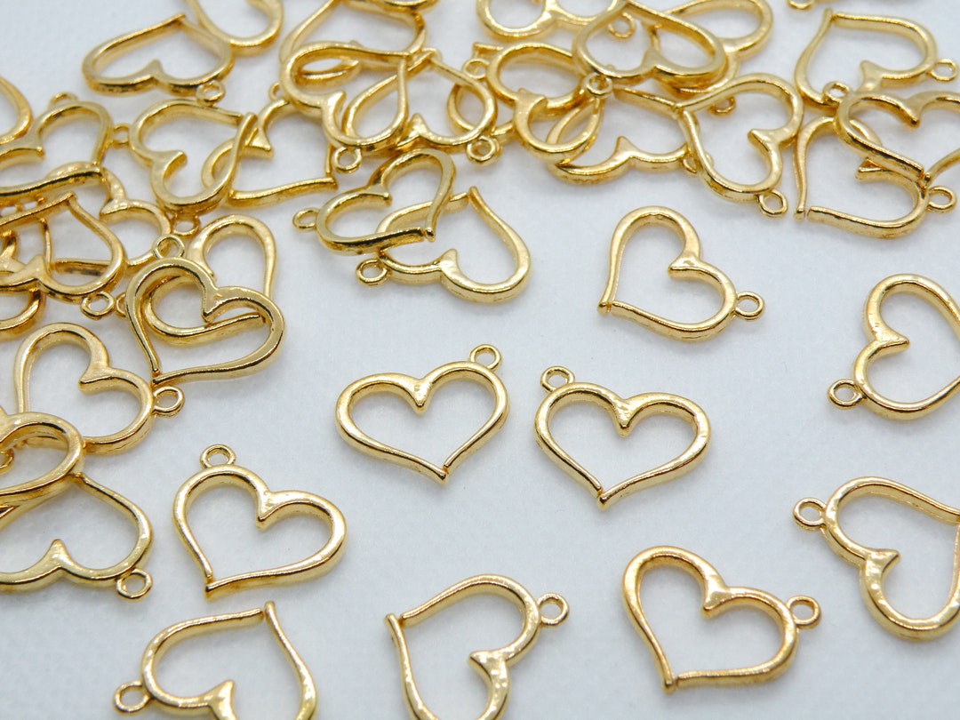 10 Open Heart Charms Shiny Gold 16x13mm DB0112823 - Etsy