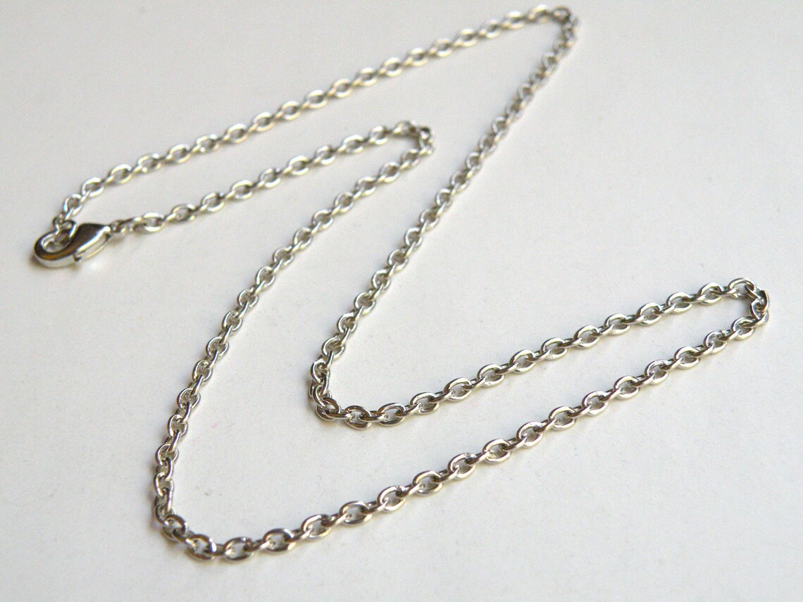 2 Cable 18 Inch Platinum Finished Chains With Lobster Claw | Etsy