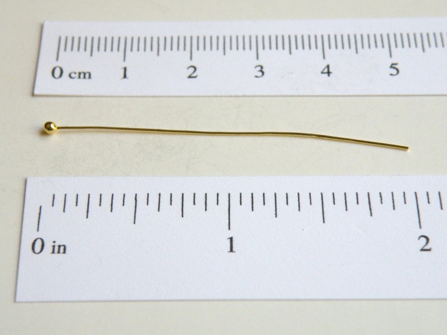 100 Shiny Gold Ball Head Pins 2 Inch or 5cm Long 24 Gauge Nickel Safe ...