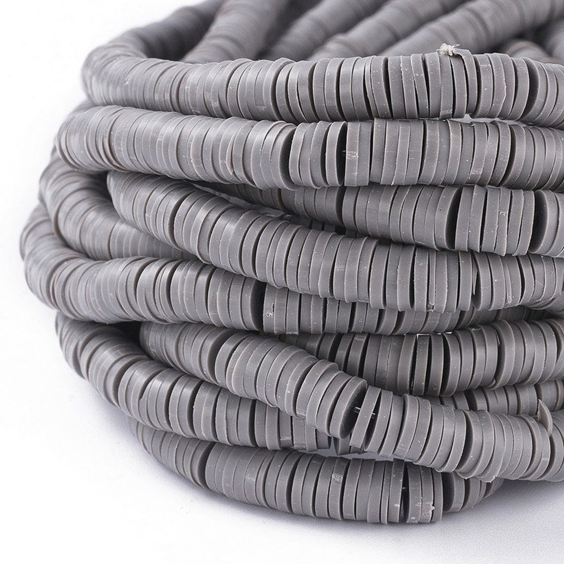 Elephant Gray Grey Polymer Clay Heishi Beads Handmade Flat - Etsy