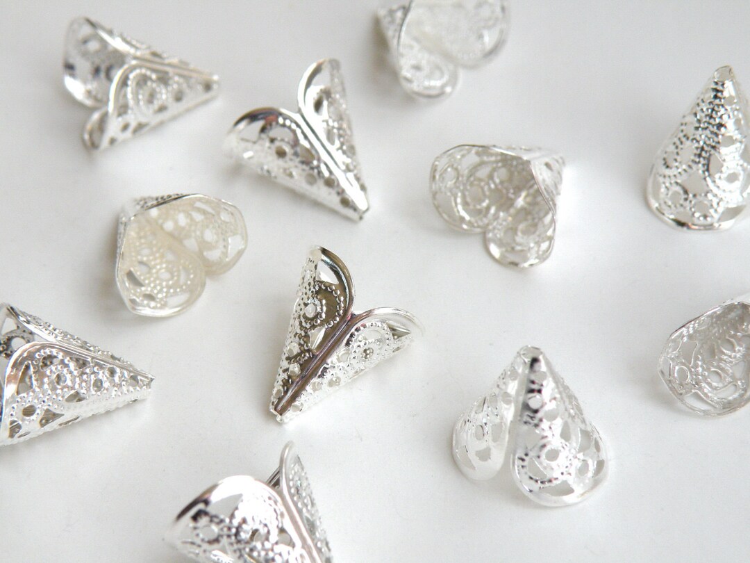 20 Filigree Cone Bead Caps Shiny Silver 16x11x17mm DB31485 - Etsy