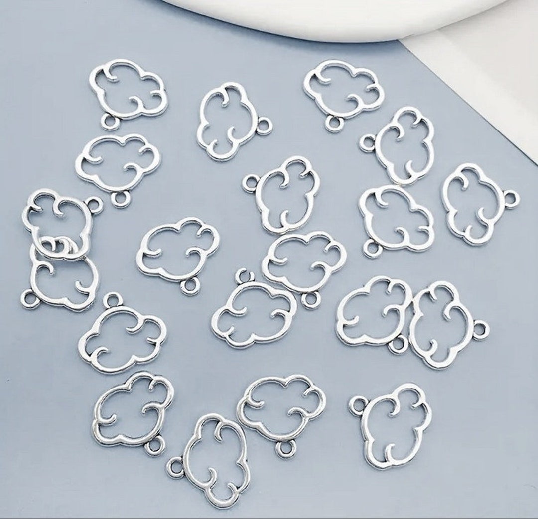 10 Cloud Charms, Small Stormy Weather Pendants, Meteorologists, Antique ...