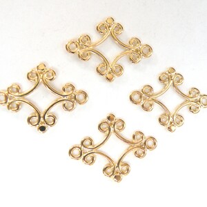 10 Fancy Diamond Connector Links Shiny Gold Plated Nickel Free Brass ...