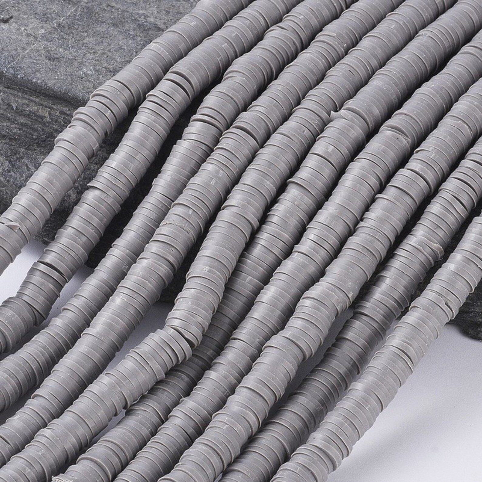 Elephant Gray Grey Polymer Clay Heishi Beads Handmade Flat - Etsy
