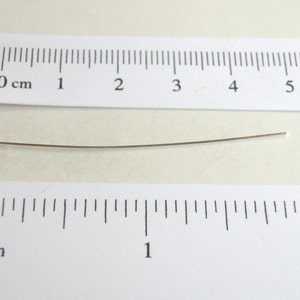 100 Head Pins Shiny Silver 2 Inches or 5cm 24 Gauge Nickel Free Brass ...